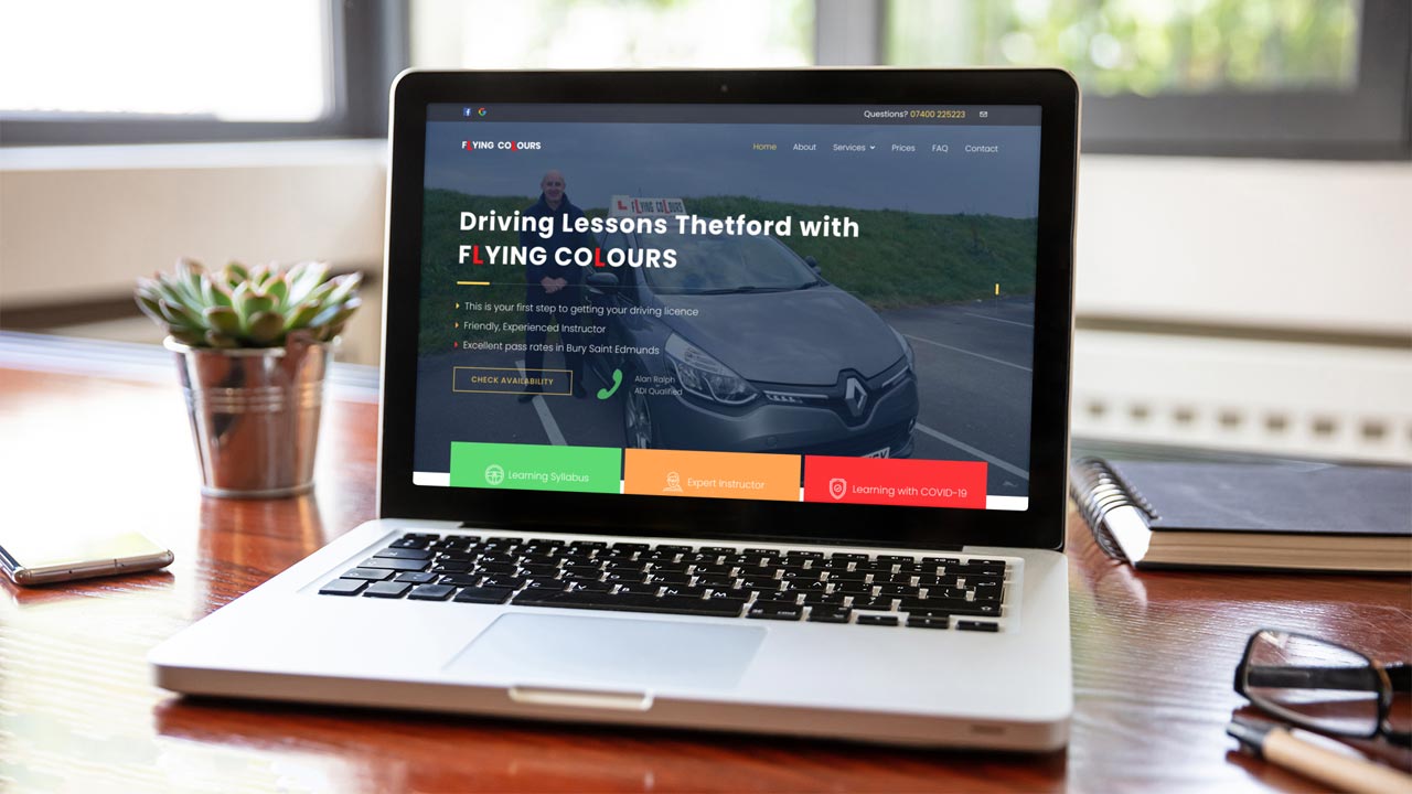 Flying Colours Driving Lessons website designed, built & maintained by Lucent Dynamics